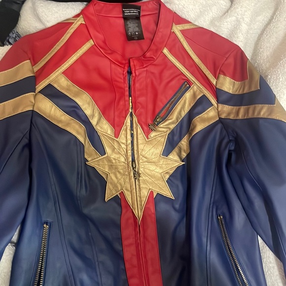 Marvel | Jackets & Coats | Vintage Capitan Marvel Fux Leather Jacket ...